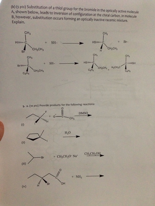 Solved Substitution of a thiol group for the bromide in the | Chegg.com