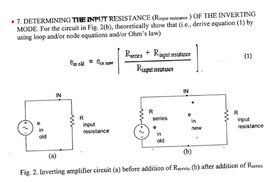 Solved DETERMINING THE INPUT RESISTANCE (R_input resistance) | Chegg.com