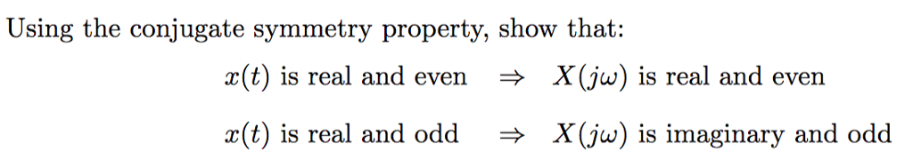 Solved Using the conjugate symmetry property, show that: | Chegg.com