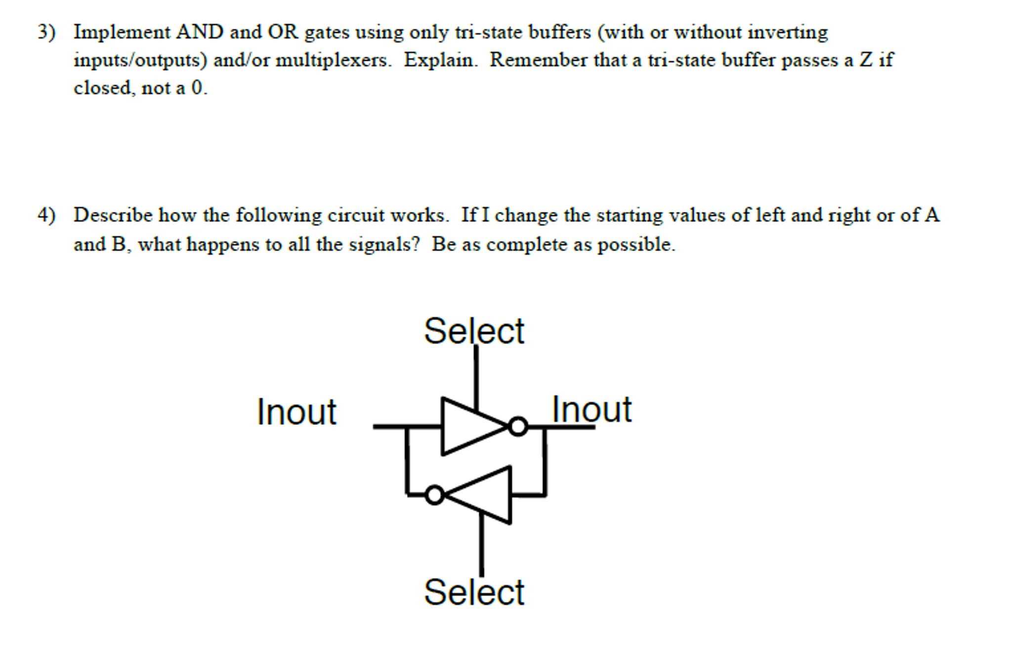 Solved Implement And And Or Gates Using Only Tri State