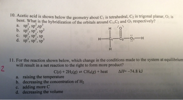 Solved Acetic acid is shown below the geometry about C_1 is | Chegg.com