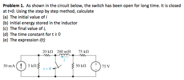 Solved Problem 1. As shown in the circuit below, the switch | Chegg.com