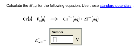 Solved Calculate the E cell for the following equation. Use | Chegg.com