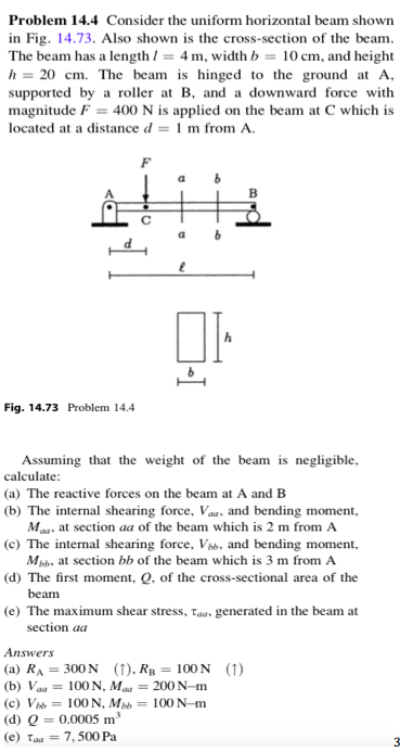 Solved Consider the uniform horizontal beam shown in Fig. | Chegg.com