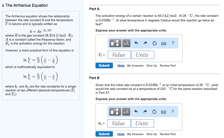 Solved The Arrhenius equation shows the relationship between | Chegg.com
