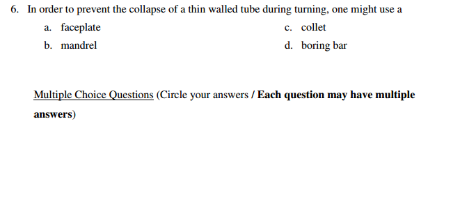 Solved 6. In order to prevent the collapse of a thin walled | Chegg.com