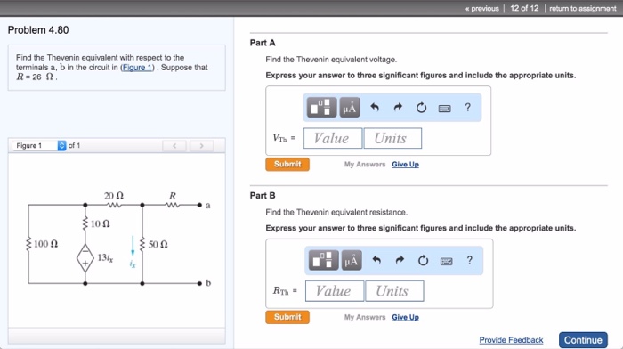 Solved Find the Thevenin equivalent with respect to the | Chegg.com