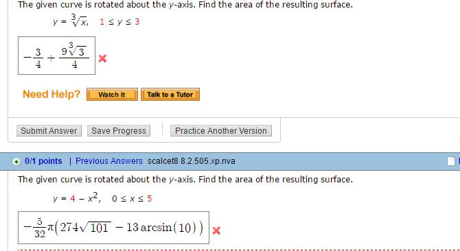 Solved The given curve is rotated about the y-axis. Find the | Chegg.com