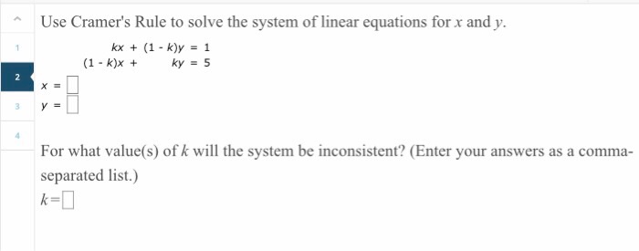 Solved Use Cramer's Rule to solve the system of linear | Chegg.com