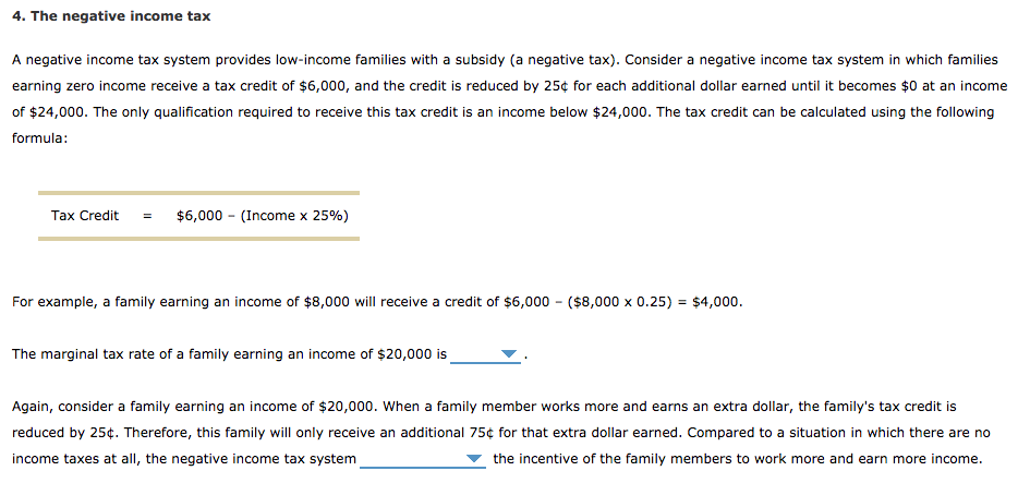 Solved The negative income tax A negative income tax system | Chegg.com