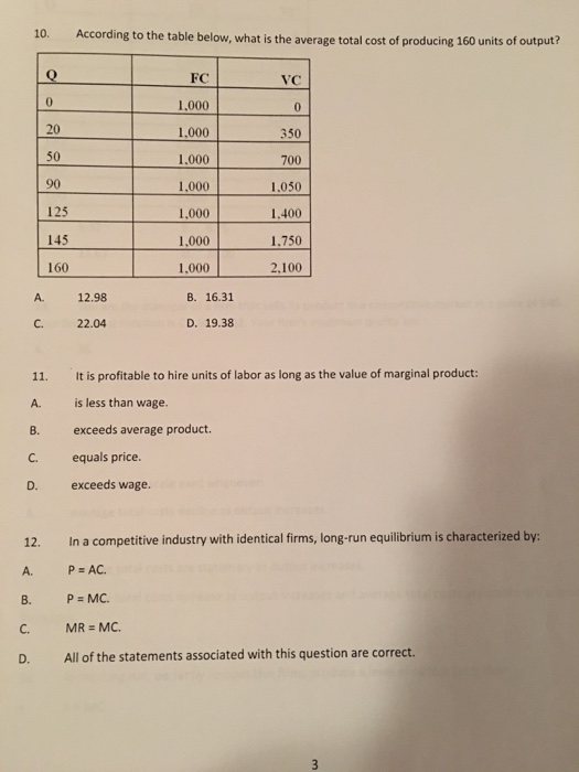 According to the table below, what is the average | Chegg.com