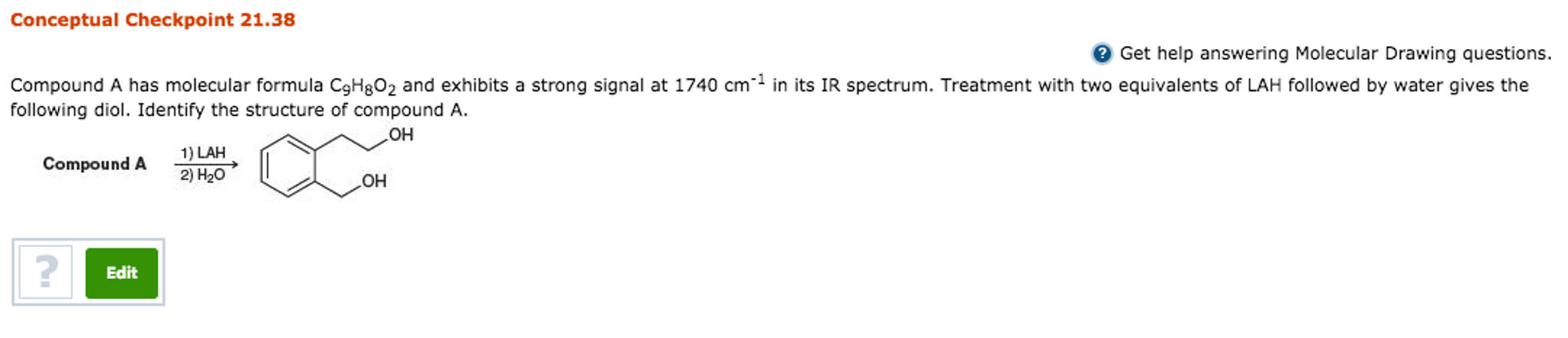 Solved Compound A has molecular formula C_9H_8O_2 and | Chegg.com