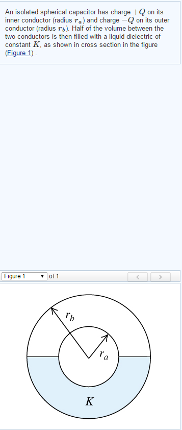 Solved An isolated spherical capacitor has charge +Q on its | Chegg.com