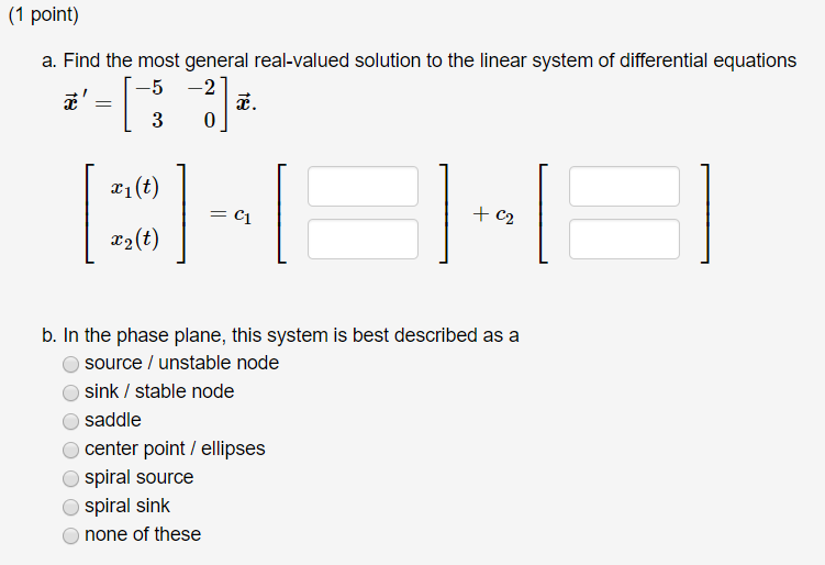Solved (1 point) Find the most general real-valued | Chegg.com