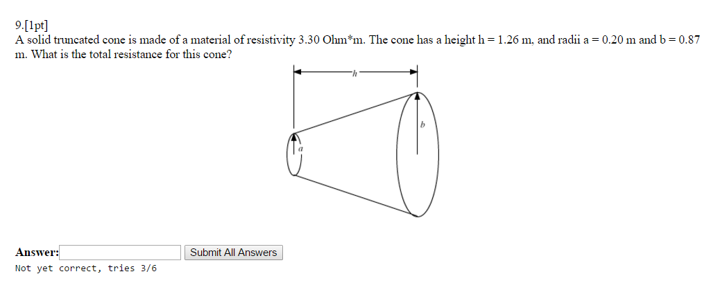 Solved A solid truncated cone is made of a material of | Chegg.com