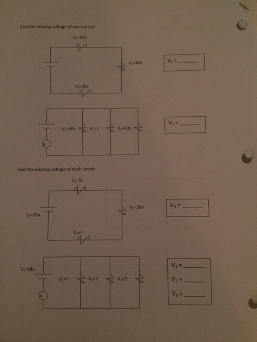 Solved Find the missing voltage of each circuit Find the | Chegg.com