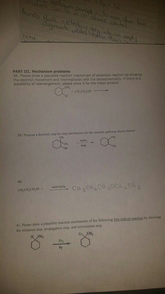 Solved PART III. Mechanism problems 38. Please draw a | Chegg.com