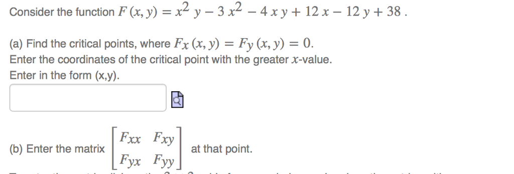 Solved Consider the function F(x,y) = x2 y-3 x2-4 xy + 12-12 | Chegg.com