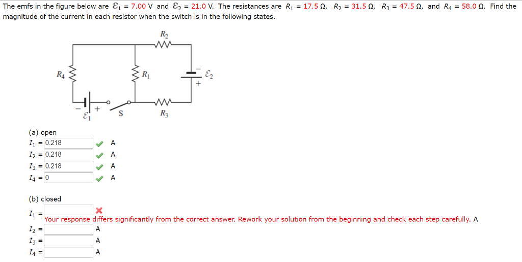 Solved The emfs in the figure below are ε.-7.00 and ε,-21.0 | Chegg.com