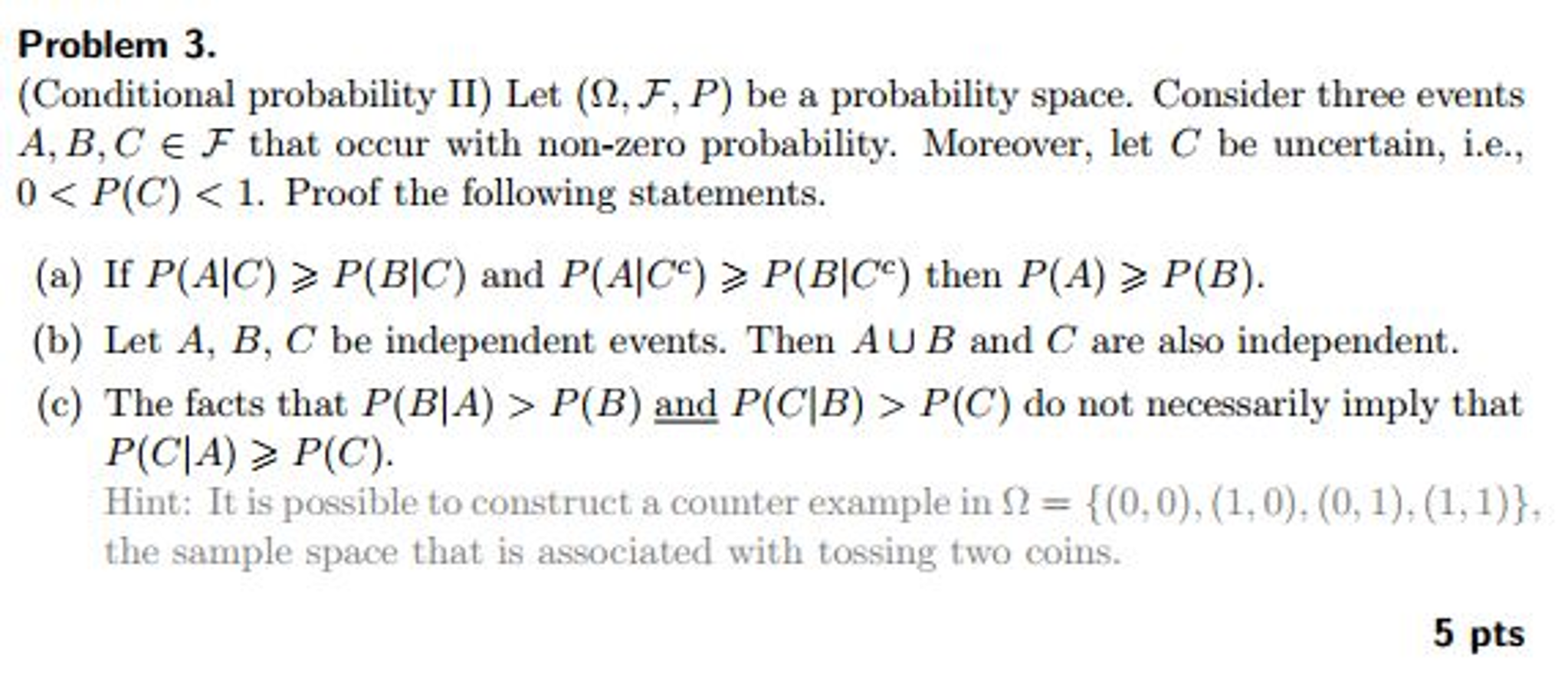 Solved Let (Ohm, F, P) be a probability space. Consider | Chegg.com
