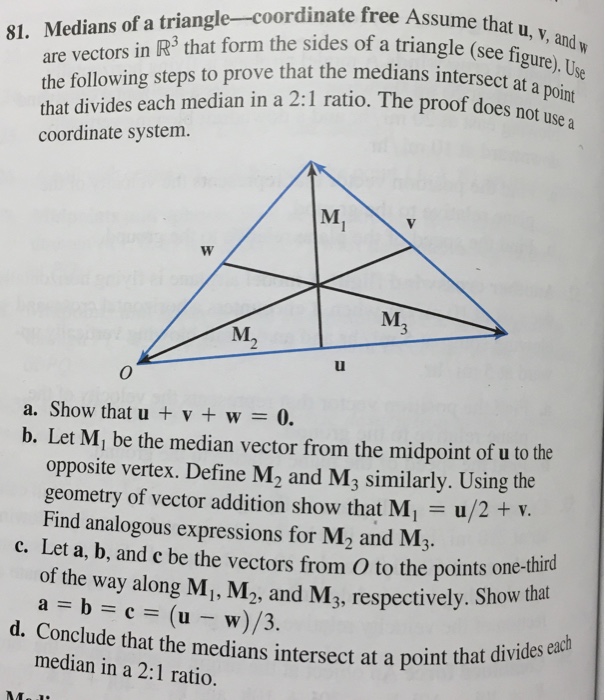Solved Medians of a triangle coordinate free Assume that u, | Chegg.com