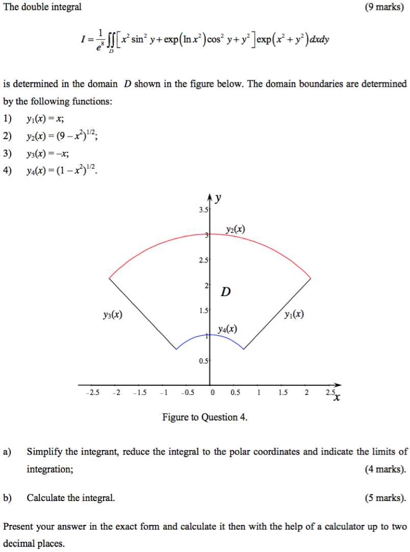 Solved The double integral is determined in the domain D | Chegg.com
