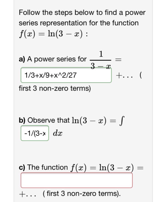 Solved Follow the steps below to find a power series | Chegg.com