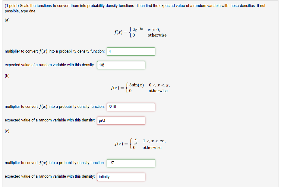Solved (1 point) Scale the functions to convert them into | Chegg.com