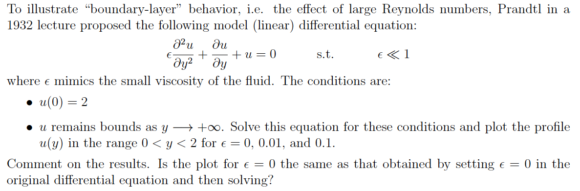 To illustrate "boundary-layer" behavior, i.e. the | Chegg.com