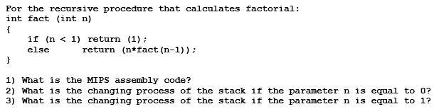 Solved For the recursive procedure that calculates | Chegg.com