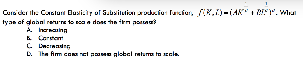 Solved Consider the Constant Elasticity of Substitution | Chegg.com