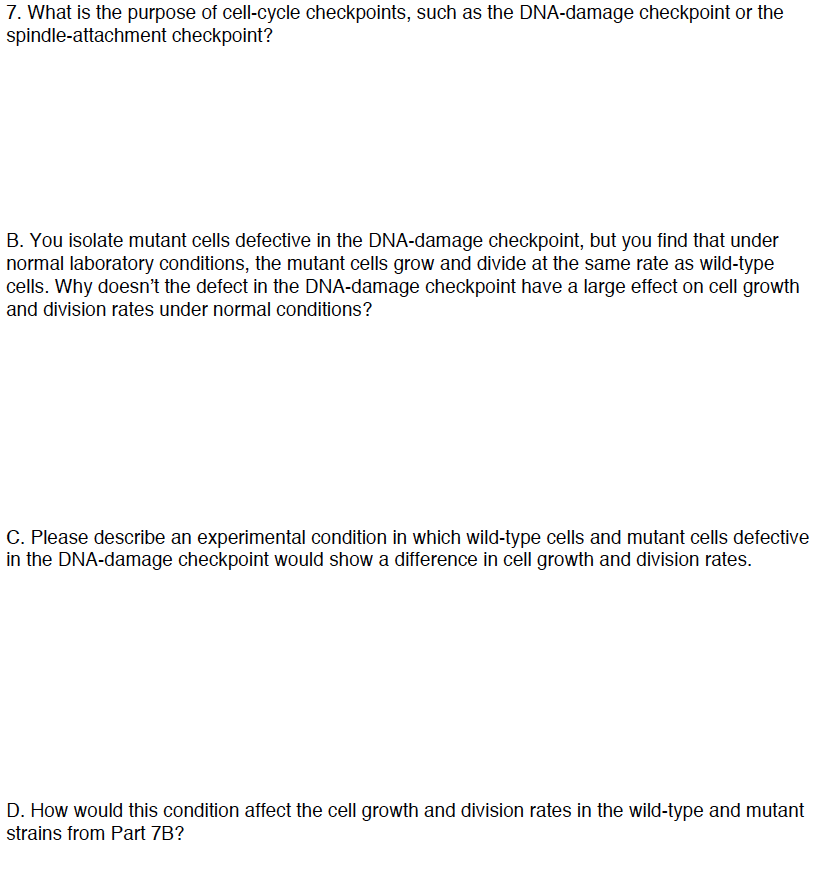 Solved What is the purpose of cell-cycle checkpoints, such | Chegg.com