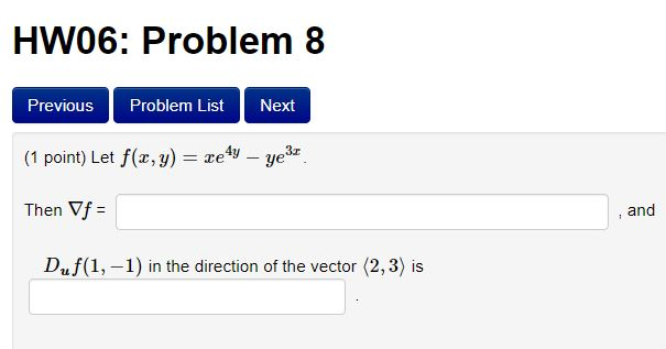 Solved HW06: Problem 8 Previous Problem List Next (1 point) | Chegg.com