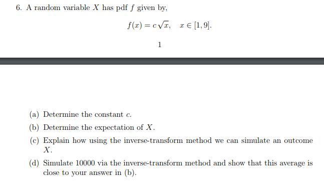 Solved 6. A random variable X has pdf f given by, a) | Chegg.com