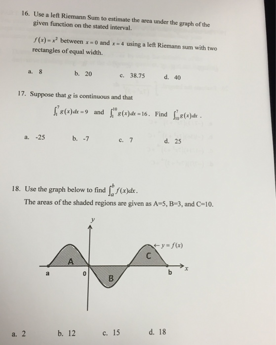 Solved Use a left Riemann Sum to estimate the area under the | Chegg.com