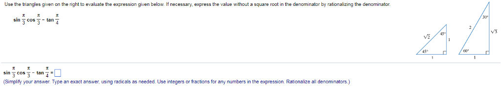 Solved Use the triangles given on the right to evaluate the | Chegg.com
