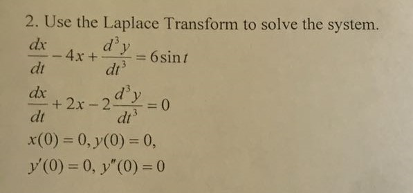 Solved Use the Laplace Transform to solve the system. dx/dt | Chegg.com