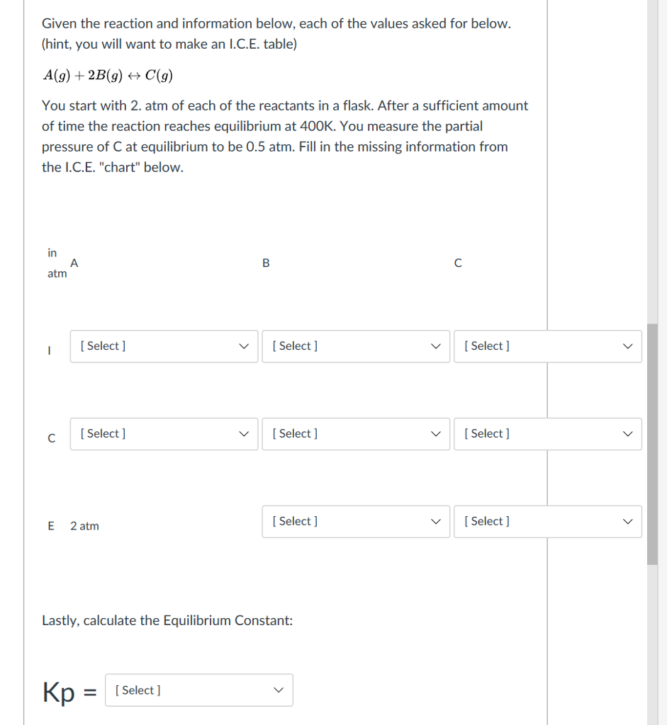 Solved Given the reaction and information below, each of the | Chegg.com