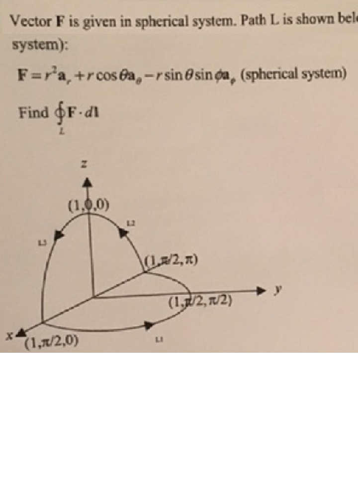 Solved Vector F is, given in spherical system. Path L is | Chegg.com