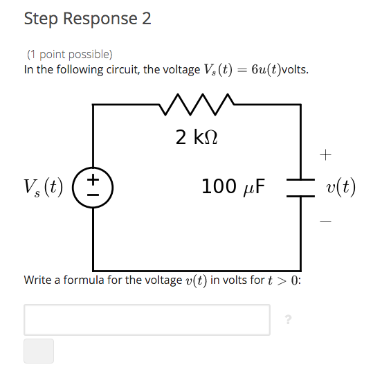 Solved Write a formula for the voltage v(t) in volts for | Chegg.com