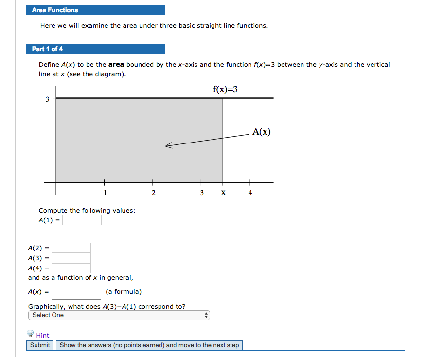 Solved Area Functions Here We Will Examine The Area Under 
