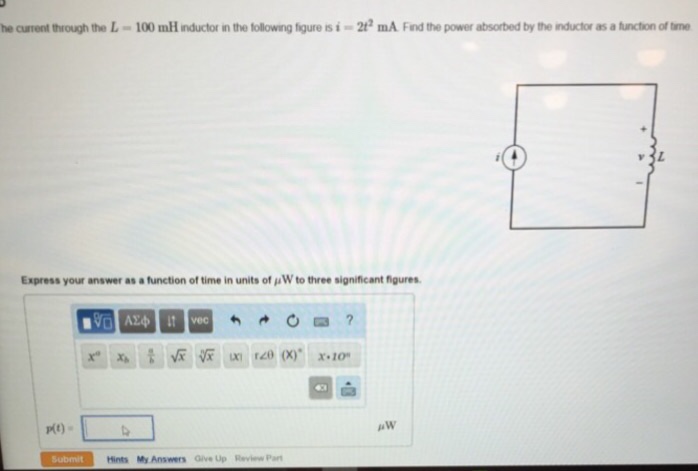 Solved The current through the L = 100 mH inductor in the | Chegg.com