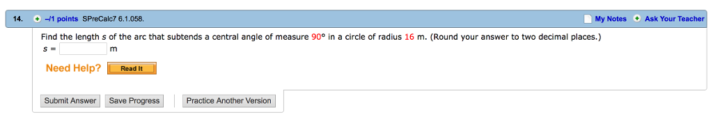 Solved Find the length s of the arc that subtends a central | Chegg.com