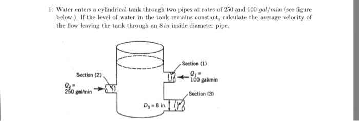 Solved Water enters a cylindrical tank through two pipes at | Chegg.com