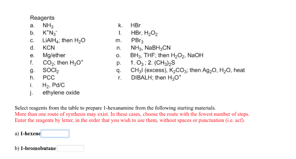 Solved Select reagents from the table to prepare | Chegg.com