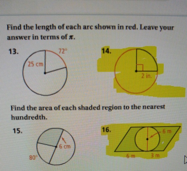 Solved Find the length of each arc shown in red. Leave your | Chegg.com