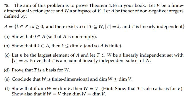 Solved *5. The aim of this problem is to prove Theorem 4.16 | Chegg.com
