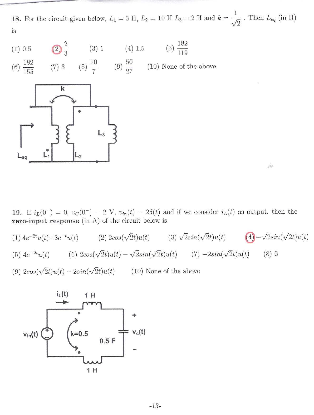 Solved: For The Circuit Given Below, L1 = 5 H, L2 = 10 H L... | Chegg.com