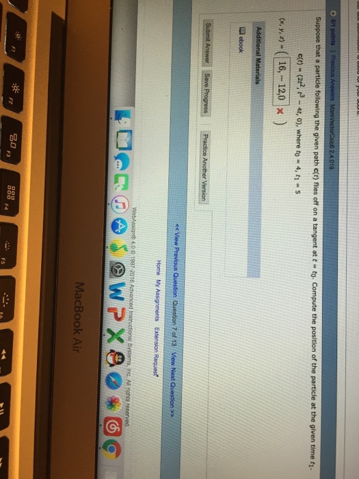 Solved Suppose that a particle following the given path c(t) | Chegg.com