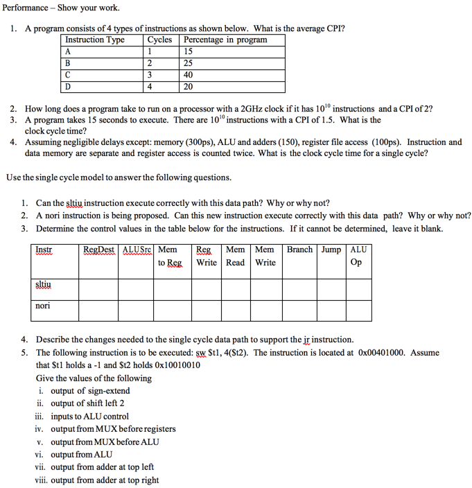 Solved A program consists of 4 types of instructions as | Chegg.com